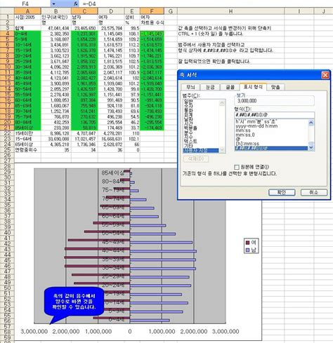 공유 엑셀로 인구 피라미드 그리기 네이버 블로그