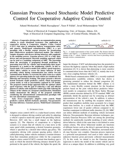 Pdf Gaussian Process Based Stochastic Model Predictive Control For Cooperative Adaptive Cruise