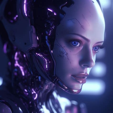 Premium Ai Image A Female Robot With Blue Eyes And A White Headdress