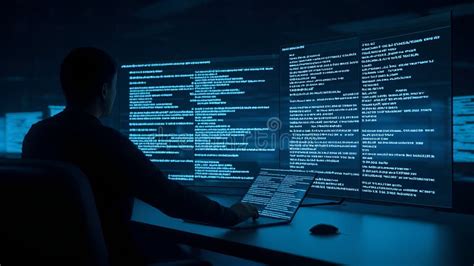 Hacker Front Of His Computer Committing Digital Cybercrime Generative