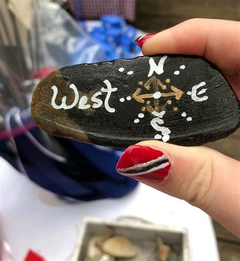 Compass Painted Rock Painted Rocks Compass Diy Wedding Favors