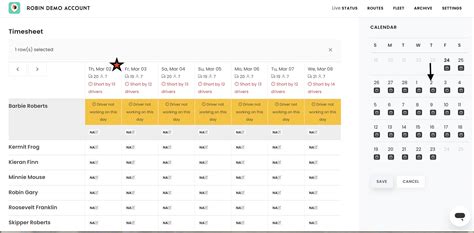Managers Modify Driver Availability Timesheets One Hundred Feet Inc