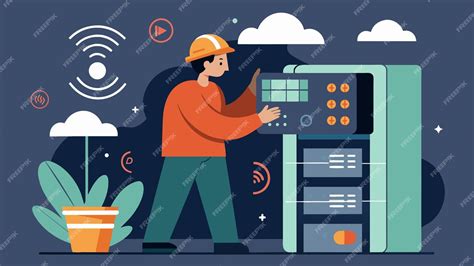 Premium Vector A Closeup Of A Technician Adjusting The Settings On A G Network Controller