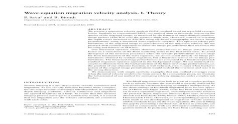 Download Pdf Wave Equation Migration Velocity Analysispaul