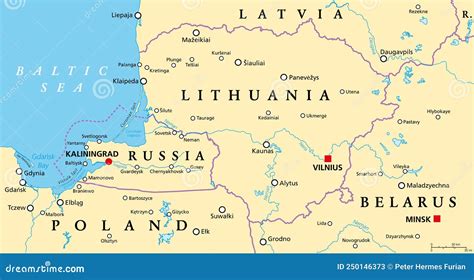 Litouwen En Kaliningrad Oblast Federaal Onderwerp Van Rusland Politieke Kaart Vector Illustratie