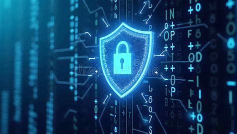 A Digital Shield Symbol With Binary Code In The Background