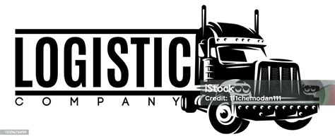 장거리 물품 운송을 위한 트럭이 있는 흑백 템플릿 대규모 납품 및 물류의 주제 명함 전단지 광고 웹 디자인용 디자인 요소 트럭에