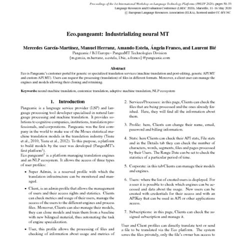 Ecopangeamt Industrializing Neural Mt Acl Anthology