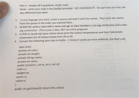 Solved Part 2 Answer All 5 Questions 10 Pts Each Hand
