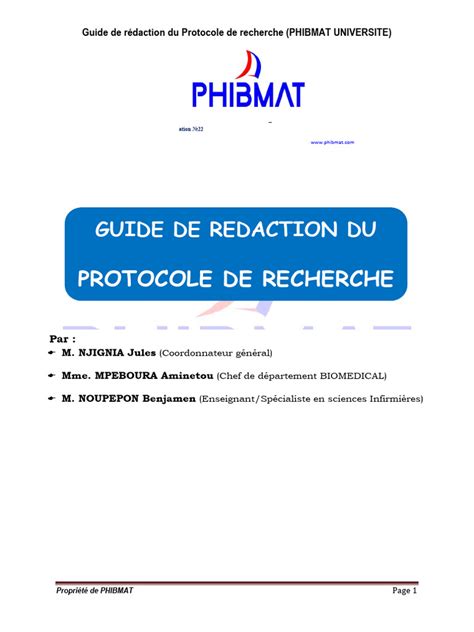 Guide De Rédaction Du Protocole De Recherche 2 Pdf