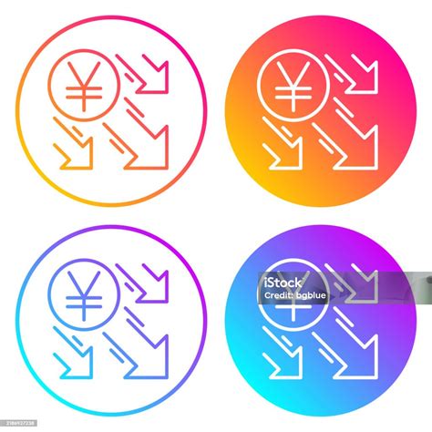 Yen Decrease Round Icons With Color Gradients Stock Illustration