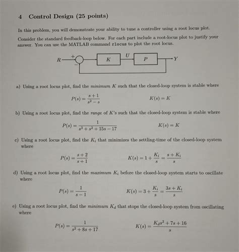 Solved Control Design Points In This Problem You Chegg Com