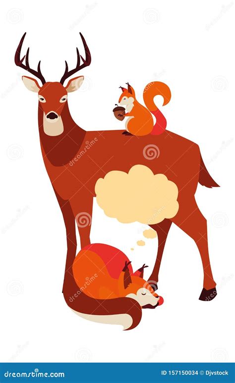 Deer Fox And Squirrel Happy Autumn Season Stock Illustration Illustration Of Cute Character