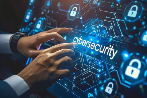 Premium Photo Businessman Interacting With Cyber Security Interface In Digital Environment At