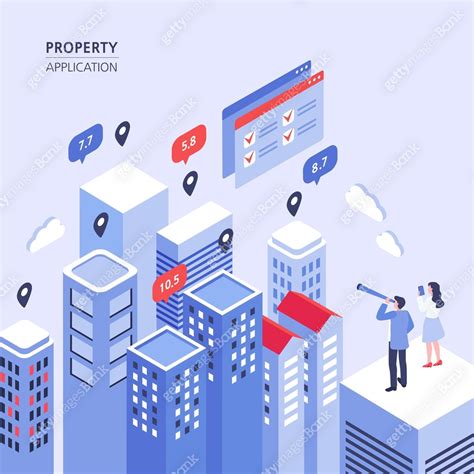 부동산 모바일앱 인터넷 집 주거건물 주택문제 집 주거건물 건설물 부동산중개인 판매업 아이소메트릭 이미지 Jv12563555 일러스트 게티이미지뱅크