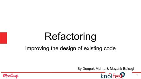 Refactoring Improving The Design Of Existing Code PPT