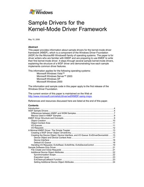 Kernel Mode Driver Framework 1 11 Or Higher Rockdase