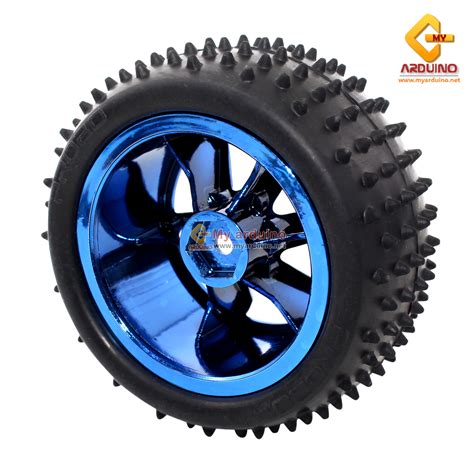 ล้อยางวิบากหนาม Smart Car 85mm ข้อต่อหกเหลี่ยม สีน้ำเงิน ขาย Arduino อุปกรณ์ Arduino คุณภาพดี