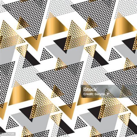금과 회색 우아한 색상 창조적 인 반복 모티브 는 종이 또는 직물을 포장 삼각형 지오메트리 스타일의 현대적인 원활한 패턴 벡터 일러스트레이션 0명에 대한 스톡 벡터 아트 및