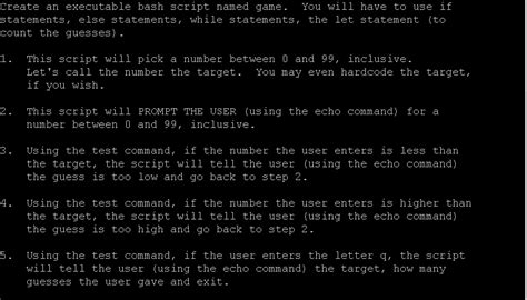 Solved Create An Executable Bash Script Named Game You Will