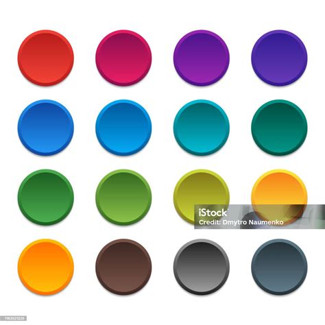 웹 디자인을위한 여러 가지 빛깔의 버튼 단추 벡터 일러스트레이션 원형에 대한 스톡 벡터 아트 및 기타 이미지 원형 색상 묘사 아이콘 Istock