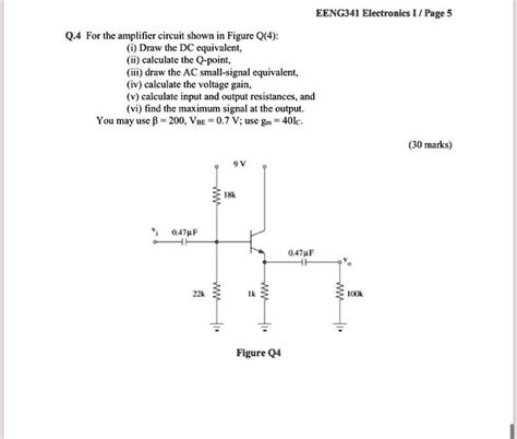 SOLVED Q For The Amplifier Circuit Shown In Figure Q I Draw The DC Equivalent Ii