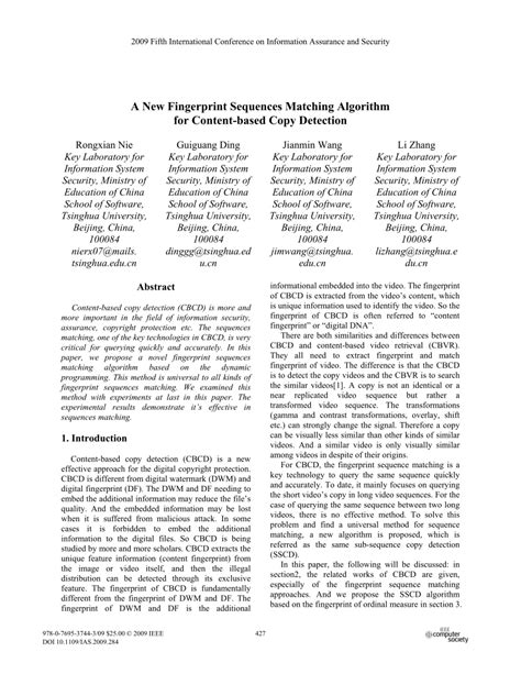 pdf a new fingerprint sequences matching algorithm for content based