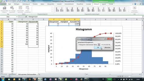 Excel Histogramm über Datenanalyse Erzeugen Youtube