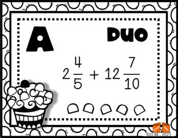ADDING MIXED NUMBERS UNLIKE REGROUPING Fractions MATCH GAME ACTIVITY CENTERS