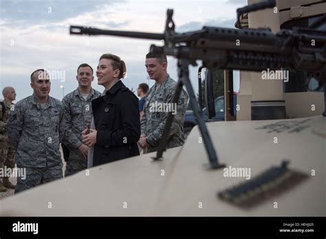 Actress Scarlett Johansson Visits Us Soldiers During A Uso Troop