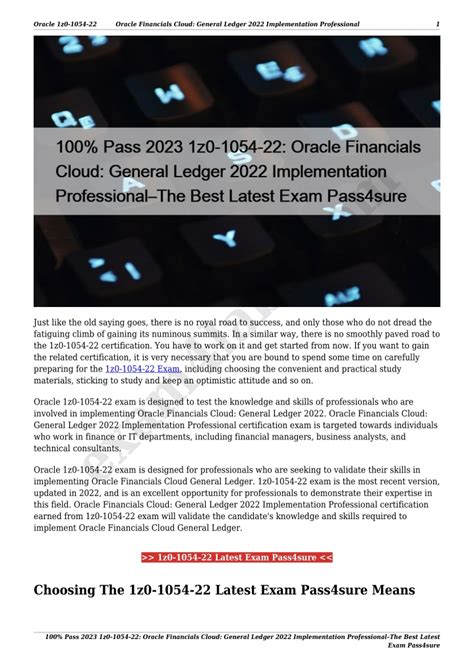 Ppt 100 Pass 2023 1z0 1054 22 Oracle Financials Cloud General Ledger 2022 Implementation