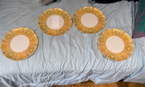 Set Of 4 Vtg Lenox Ware Melamine Dinner Plates 10” Atomic Mcm Retro
