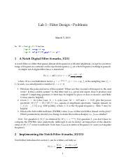 Lab Filter Design Problems Pdf Lab Filter Design Problems March In