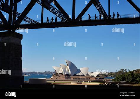 Sydney Opera House Von Dawes Point Park Mit Menschen Zu Fuß Auf Der