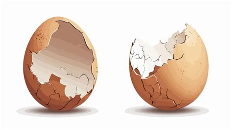 Cracked Eggshell Vector Illustration Isolated On White Background