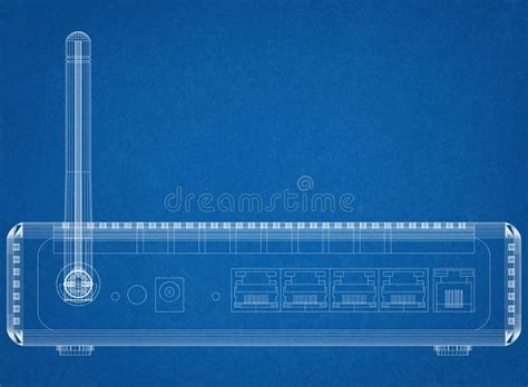 Router Architect Blueprint Isolated Stock Illustration Illustration Of Connection Link