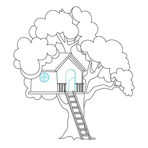 How To Draw A Tree House Step By Step