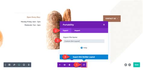 how to export a divi page layout that has custom code