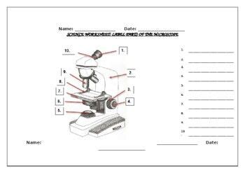 Science Worksheet Label The Parts Of A Microscope