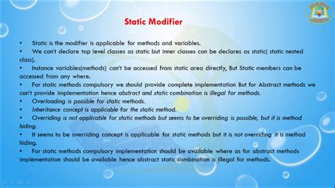 Lesson 20 Core Java Basics Static Modifiers In Java Programming Youtube