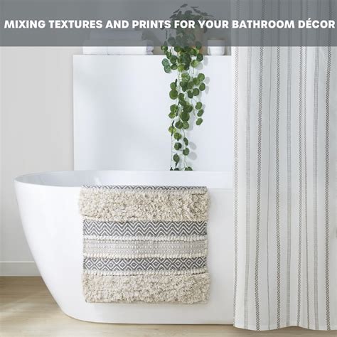 Inkivy Bath Rug Hand Woven Texture Shaggy Striped Soft And Water