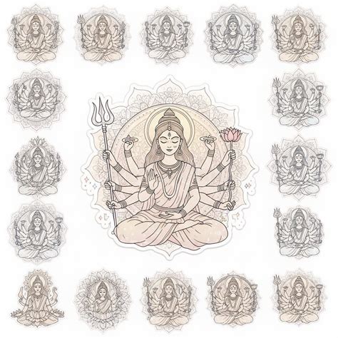 Durga Devi Ten Arms Lions Happy Navratri Stock Illustration