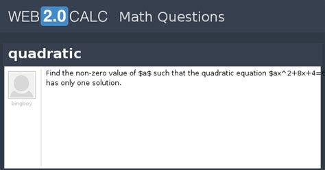 View Question Quadratic