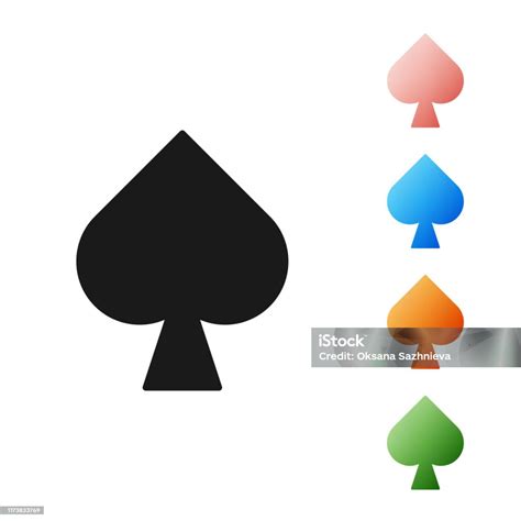 흰색 배경에 격리 스페이드 기호 아이콘 블랙 플레이 카드 카지노 도박 다채로운 아이콘을 설정합니다 벡터 일러스트레이션 가득 찬에 대한 스톡 벡터 아트 및 기타 이미지