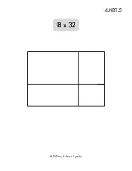Multiply 2 Digits By 2 Digits Area Model Or Box Method Chart Practice Template