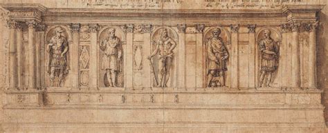 Baldassare Peruzzi Ancaiano 1481 1536 Rome Design For A Bench The Five Niches Containing