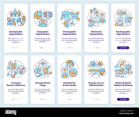 Market Segmentation Onboarding Mobile App Screen Set Stock Vector Image And Art Alamy