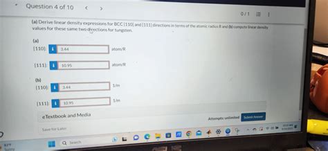 Solved A Derive Linear Density Expressions For BCC Chegg