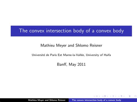 PDF THE CONVEX INTERSECTION BODY OF A CONVEX BODY