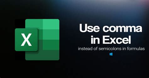 Force Excel To Use Commas Instead Of Semicolons In Separating Formulas Lockon E